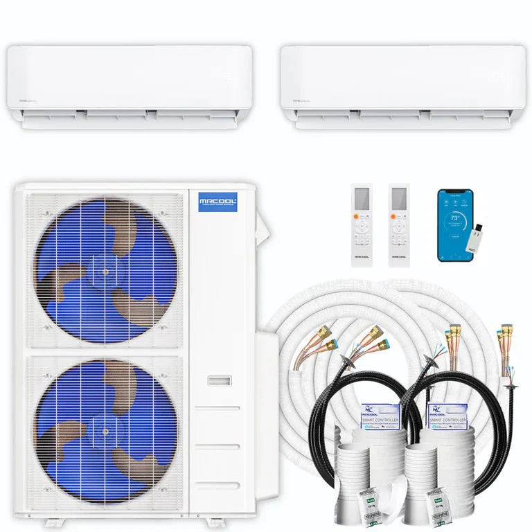 MRCOOL DIY 48,000 BTU 22 SEER Multi-Zone 2 Zone 24K + 24K Heat Pump ...